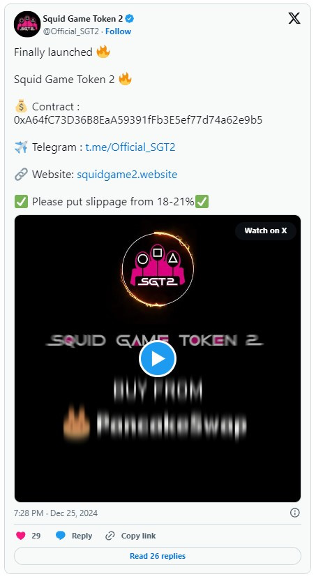 Squid Game Tokens Is Back