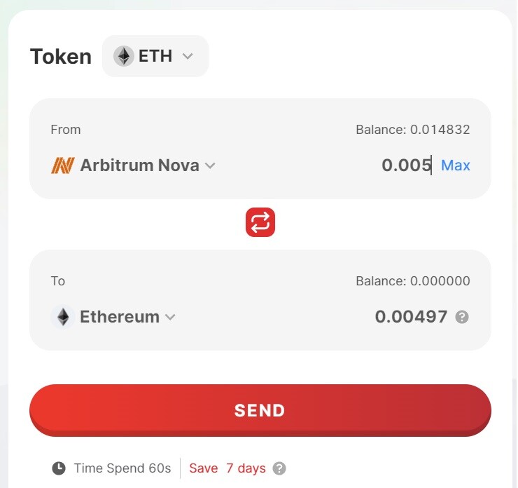 Bridging ETH on Arbitrum Nova to Mainnet and Transferring ETH to Gemini