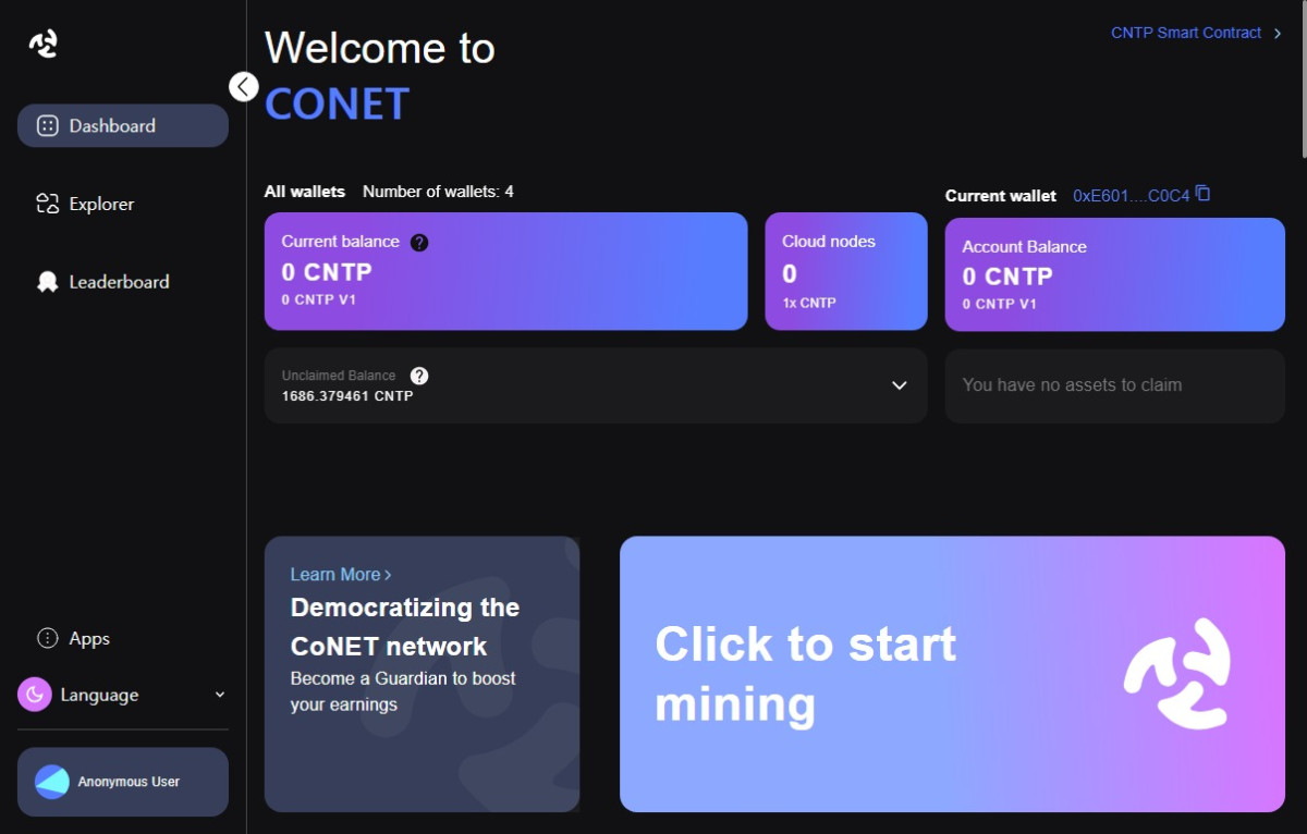 DeFIN free mining CoNET on Blast