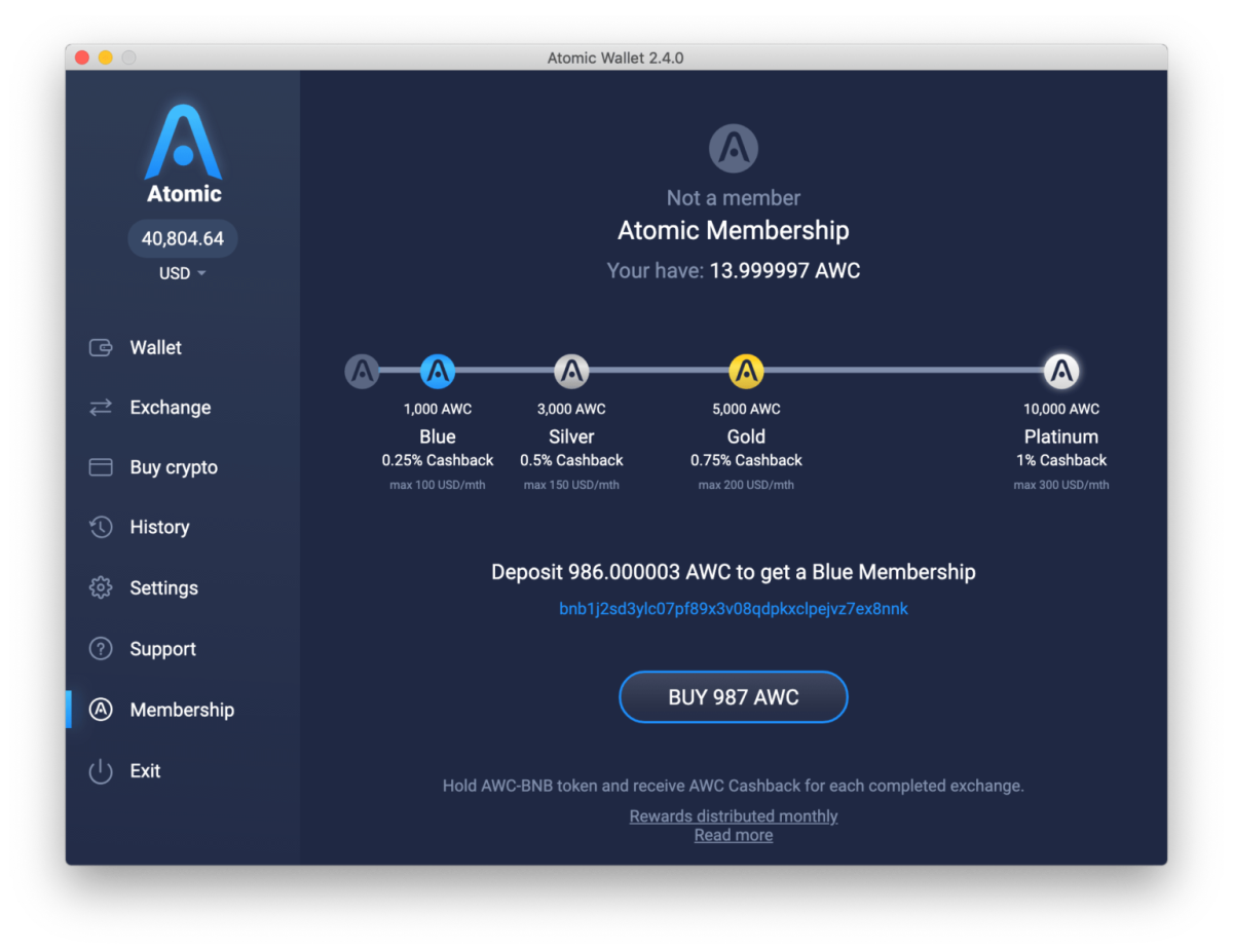 Atomic Wallet MEMBERSHIP | Get CASHBACK every month