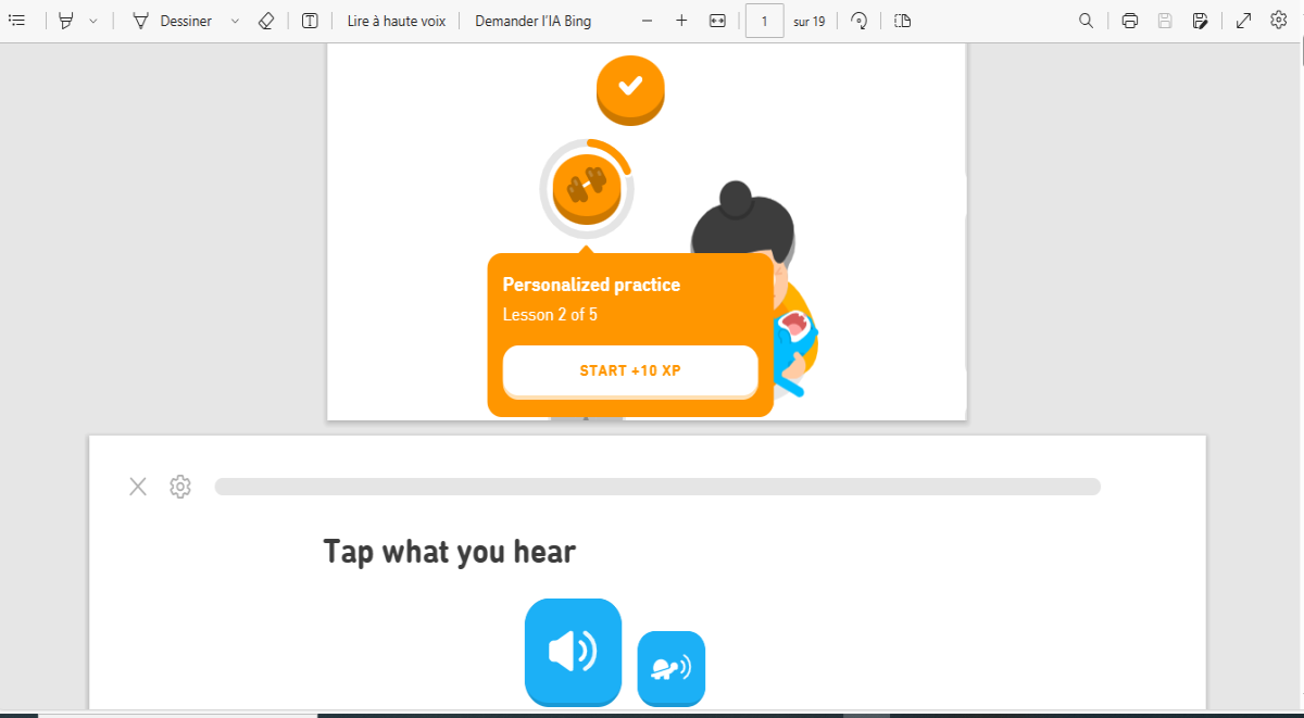 How to take notes with Duolingo without need to write on copybook?