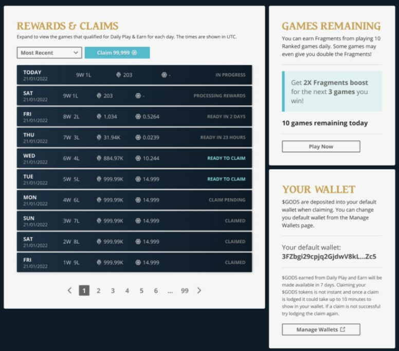 Gods Unchained ~ Daily Play & Earn