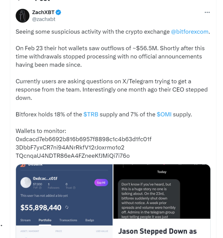 BitForex Potential Rug Pull on Consumers with Withdrawal Suspension Condition