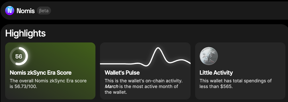 zkSync Airdrop: Check your Activity Score with Nomis!