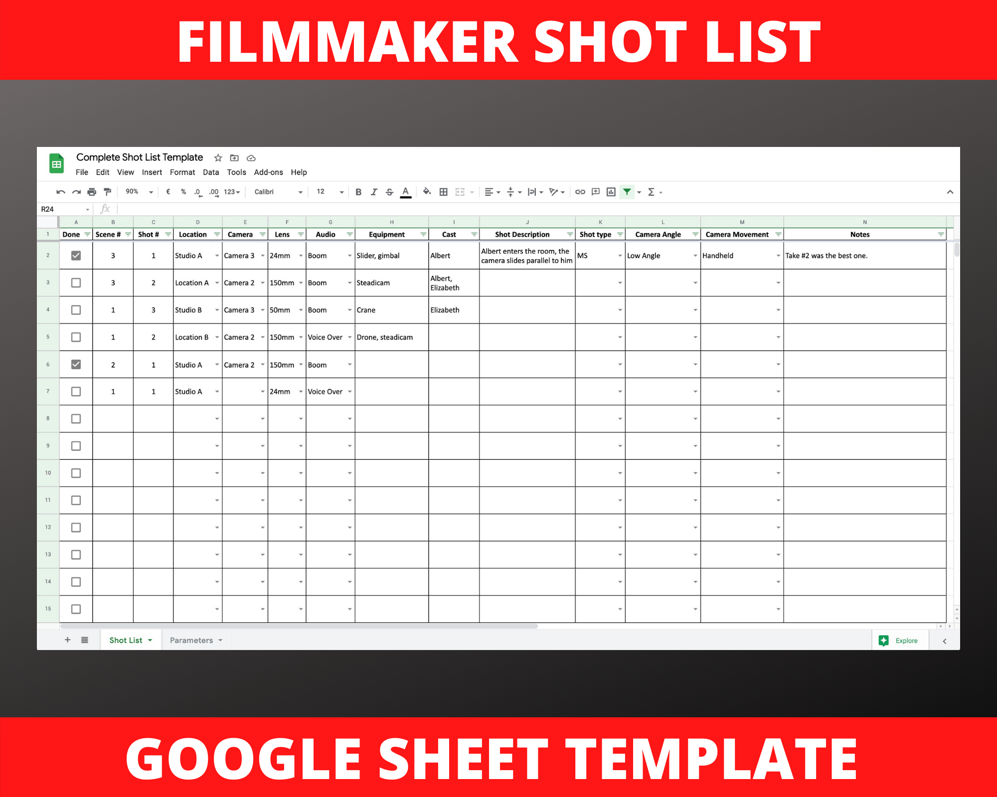 Film Production Sheet Template