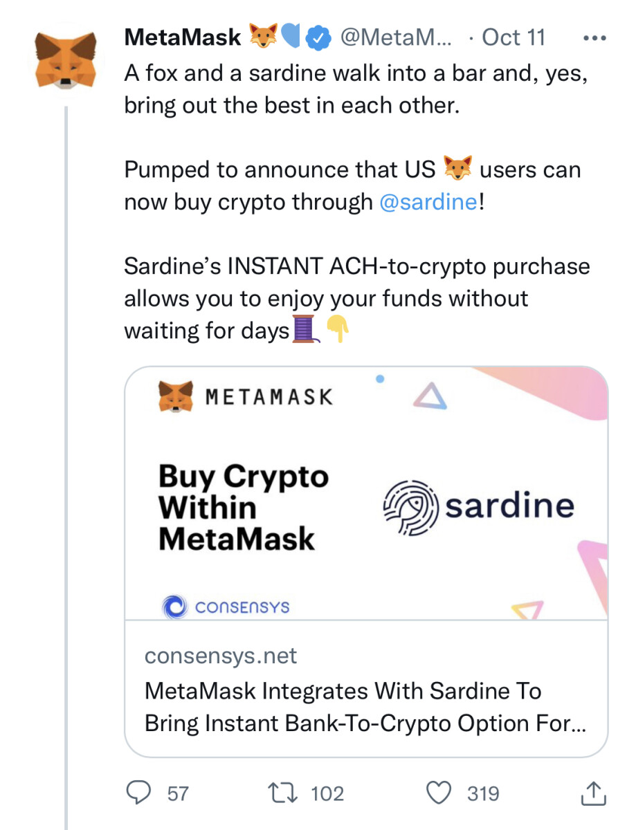 Users of Metamask Can Exchange Fiat for More Than 30 Crypto Tokens