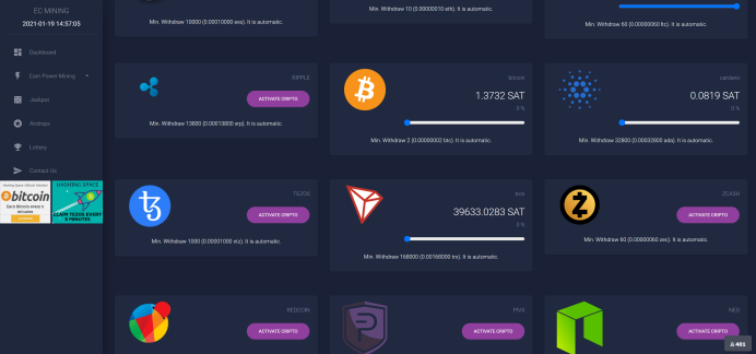 EC-Mining and ES Faucet – More than 10 crytocurrencies every day