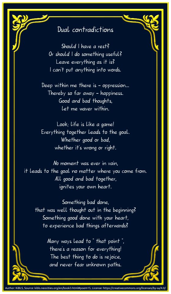 KiBLS Poetry - Dual contradictions