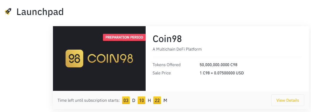 Download Coin98 Wallet and Get X-Points (Binance Launchpad Token)