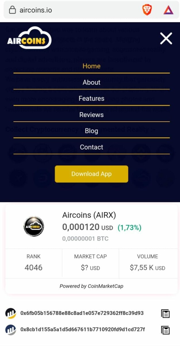 Aircoin (AIRX) Cripto Reward