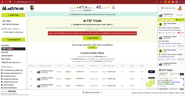 AddMeFast, a Free Social Media Marketing and Cryptocurrency Promotion Network.