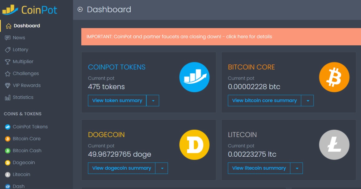 CoinPot e compagni chiudono i battenti
