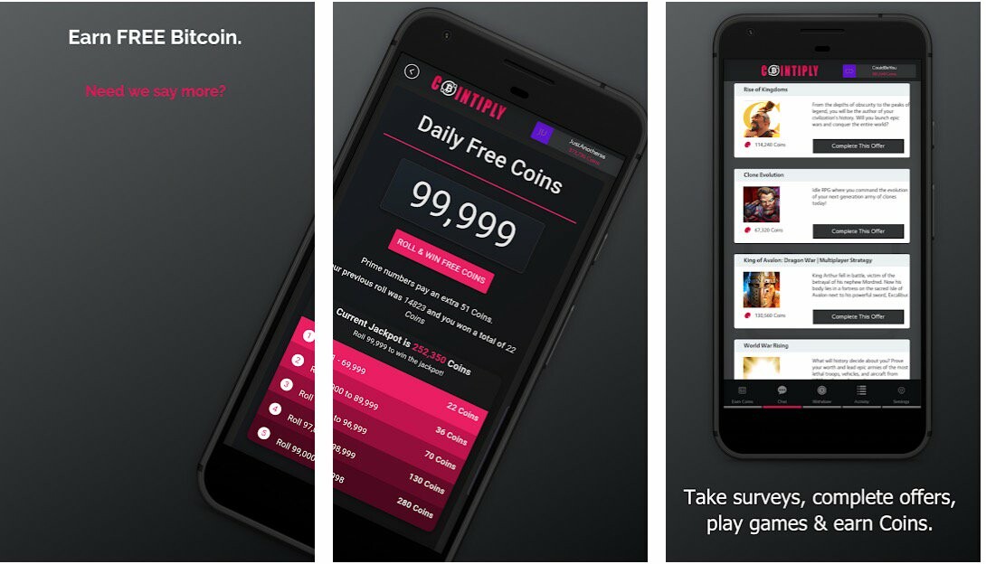 Earn Free Satoshi with Cointiply App