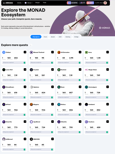 Arkada Expands To Monad Testnet - New Quests & New Adventures