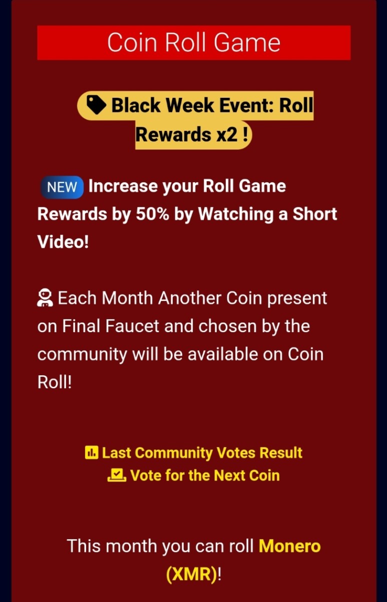 Earn double on coin roll for black week