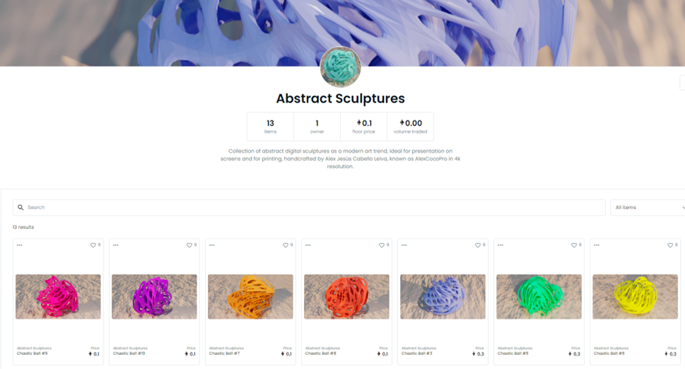 Get a free "Chaotic Ball" NFT from "Abstract Sculptures" collection