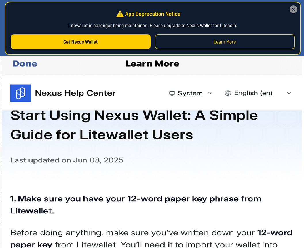 Litewallet is being deprecated