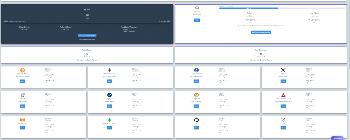 EC-Mining and ES Faucet – More than 10 crytocurrencies every day