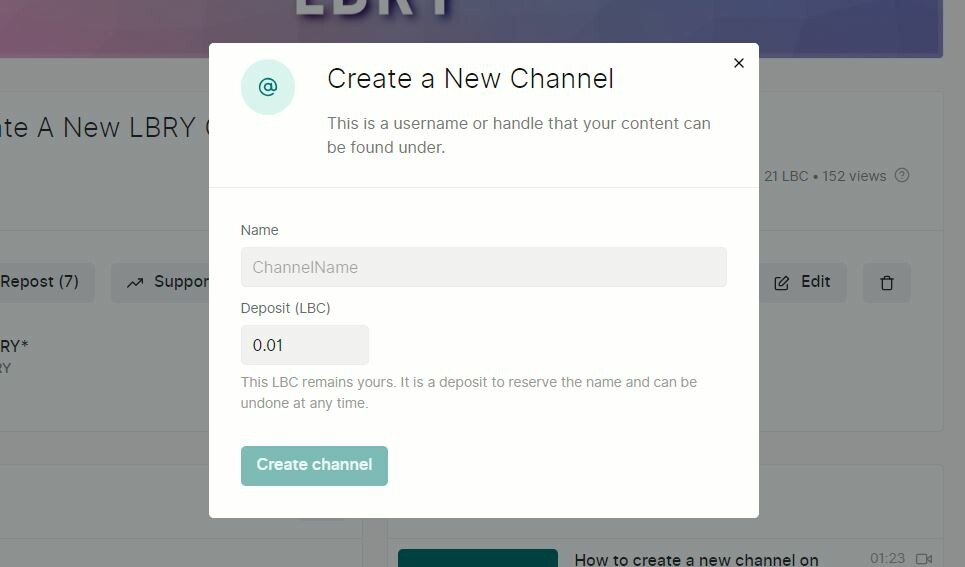 How To Create A New LBRY Channel 📺
