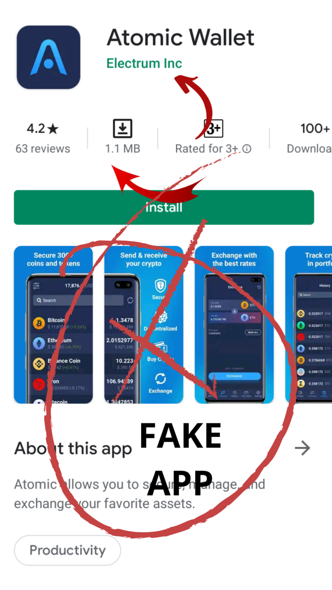 Warning Fake 🚨 Atomic wallet app available on Google Playstore