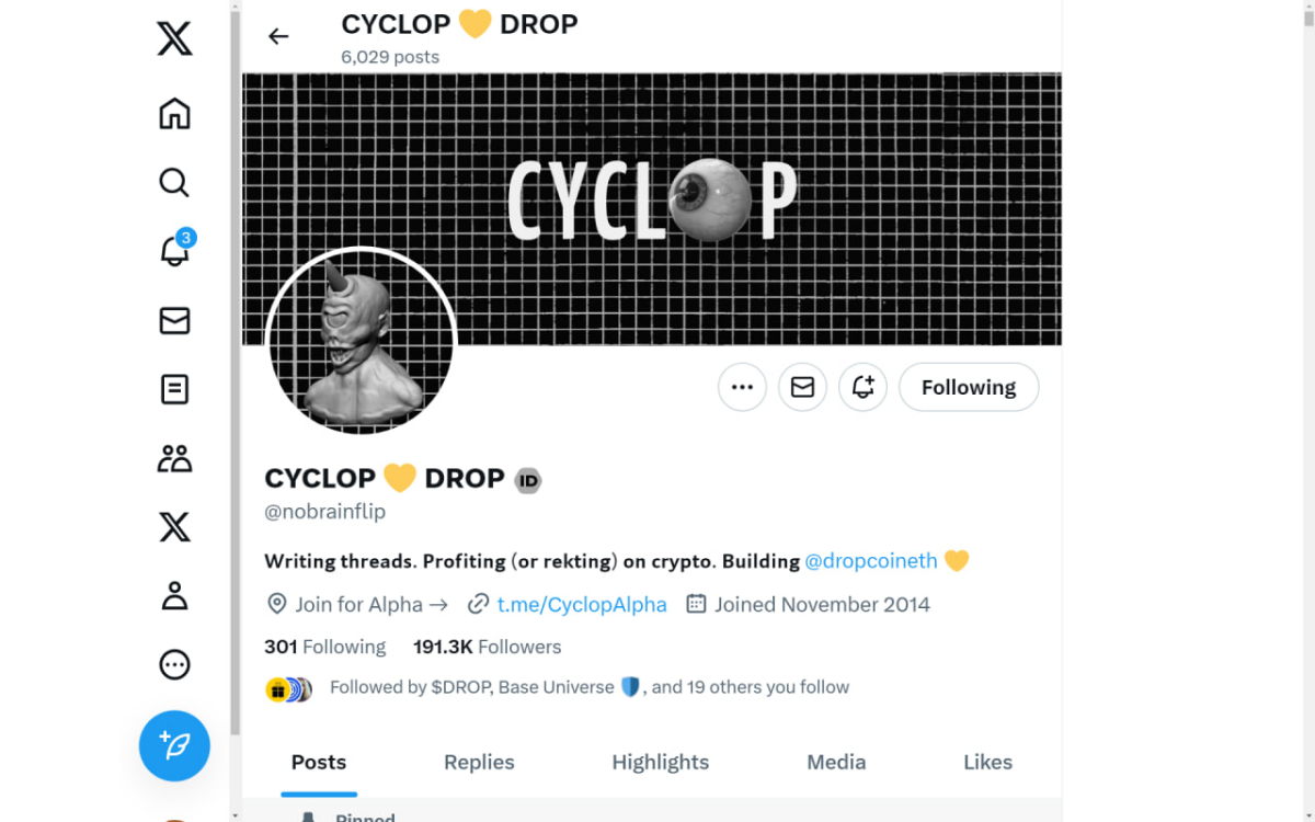 New $DROP Coin farming from CEO Cyclop with 190K followers on Twitter ...