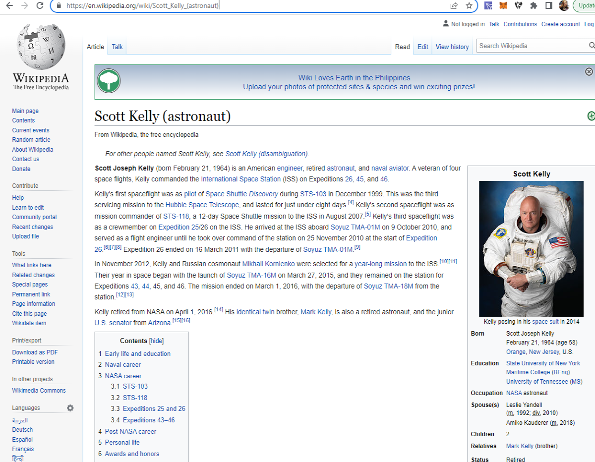 American Astronaut Scott Kelly Has Chosen Telos To Mint His NFTs - Why ...