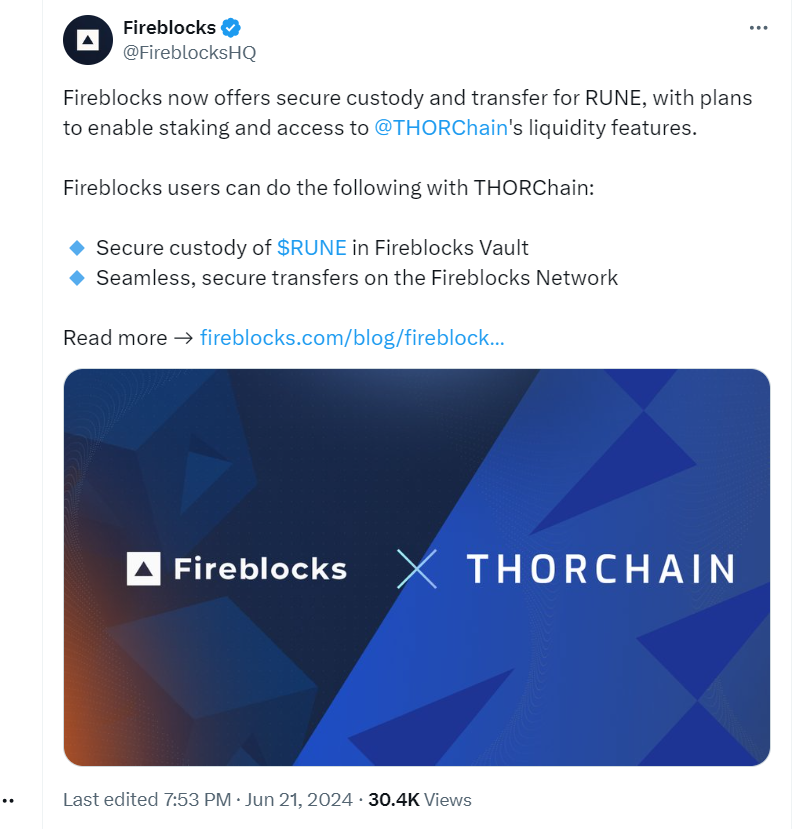 Fireblocks Partners with Thorchain for Secure Custody Service
