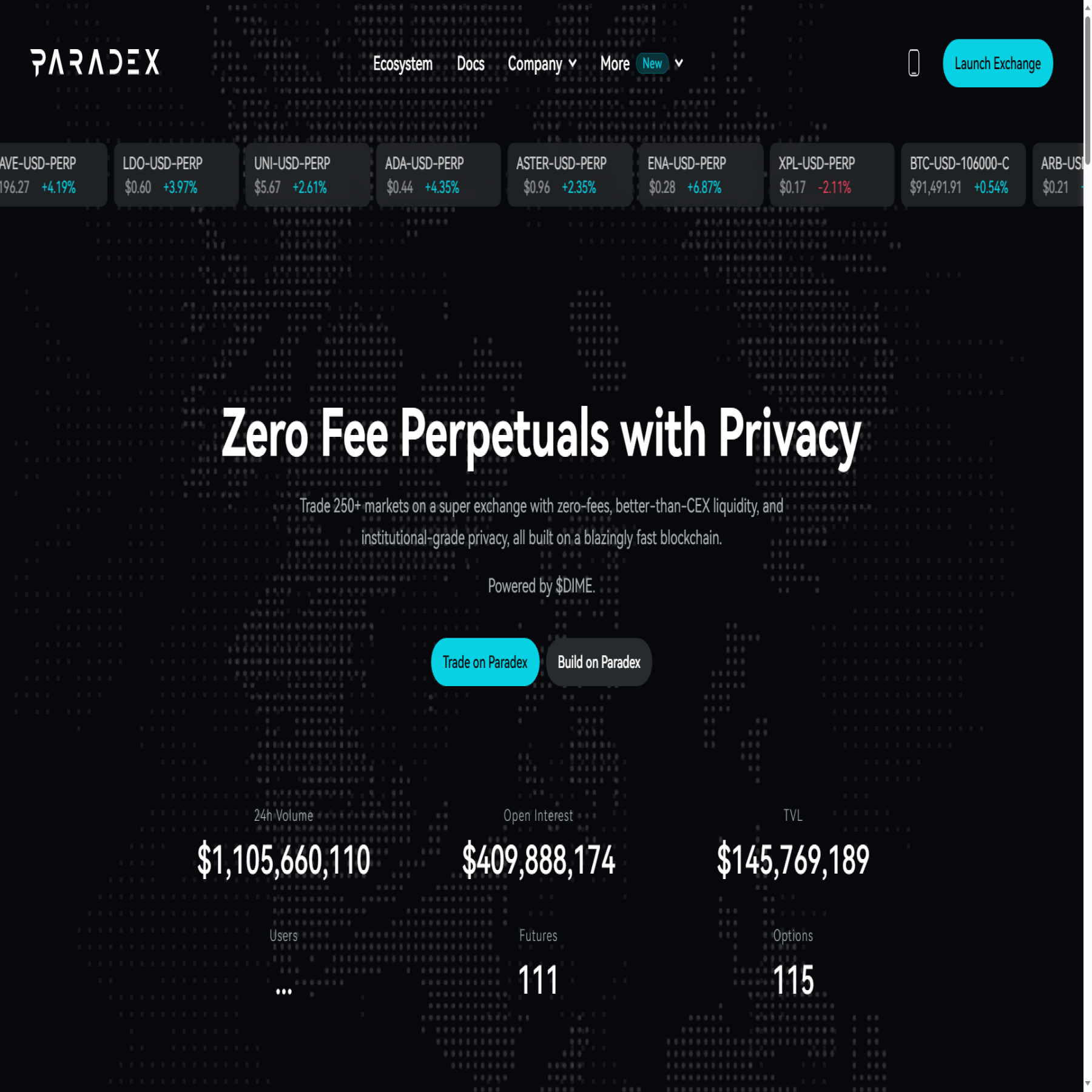 🚀 Paradex Zero-fee perps with full zk privacy ⚡ CEX speed, DEX soul just smashed $1.1B daily ...