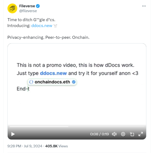 Fileverse Ddocs : Google Docs alternative on Blockchain