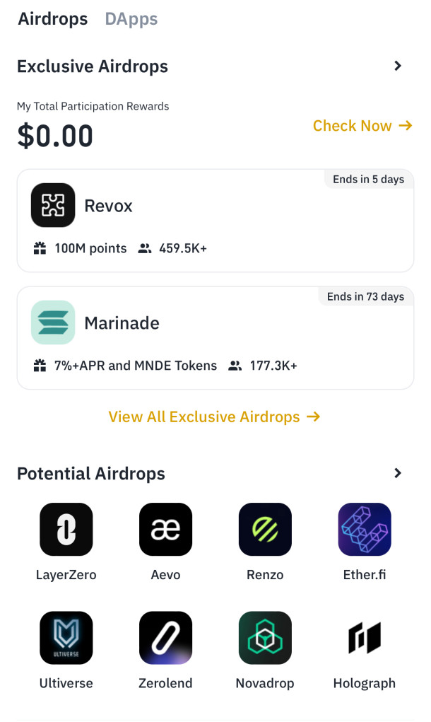 Binance Web3 Wallet Introduces The Airdrop Checker