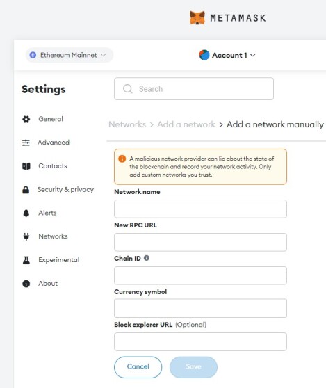 Metamask Wallet: Adding a Token or Network
