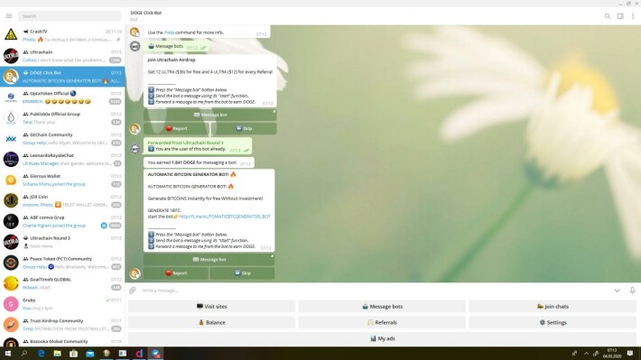 DOGECOIN faucet - 4 doge in 10 minutes !! awesome telegram bot