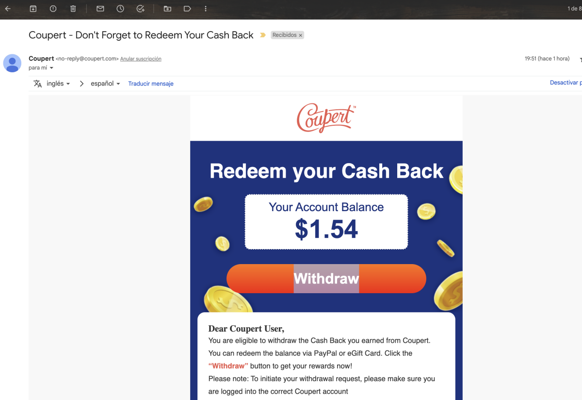 coupert: cashback from your purchases
