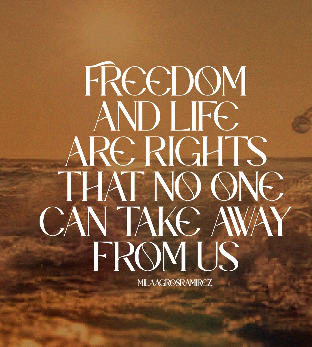 Freedom and life are rights that no one can take away from us