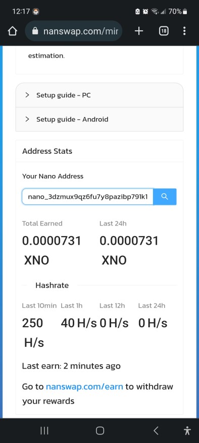 [How To Guide] Mine Monero (XMR) on Android with Payout in Nano (XNO)
