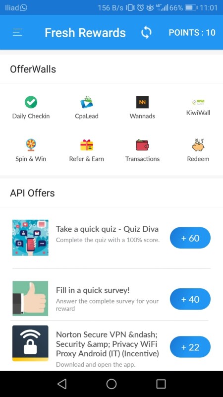 Fresh Rewards - Get rewards for complete offerts - Android and WebApp