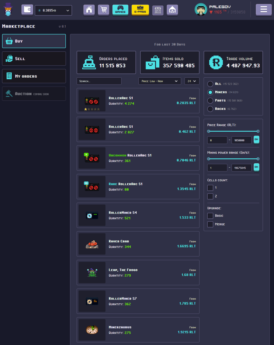 RollerCoin - A method to grow your total hashrate of your crypto miners