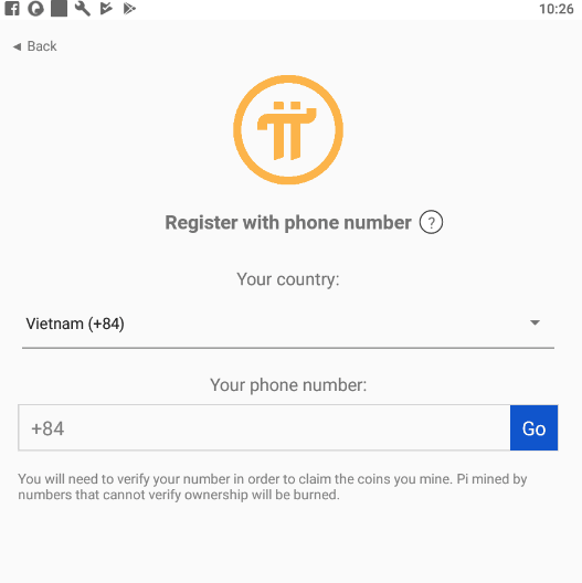 Instructions for registering a Pi Network account