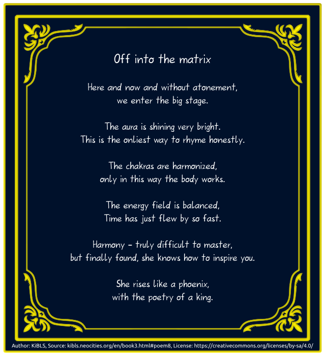 KiBLS Poetry - Off into the matrix