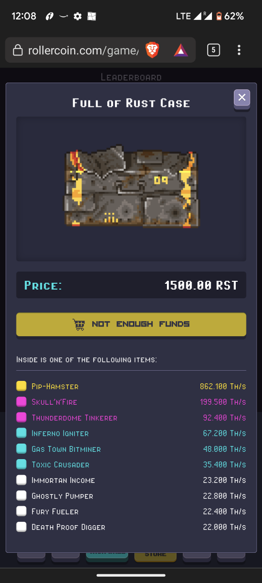 The "Full of Rust" case in Rollercoin - what surprise did I get?