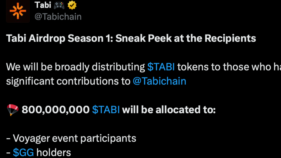 Valuable Airdrop 2 - TABI Chain