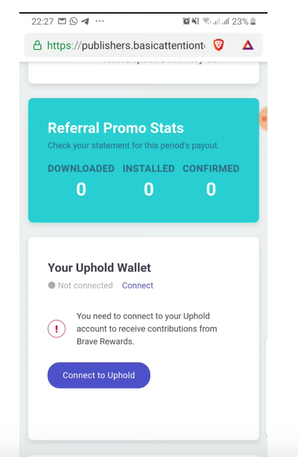 How to link uphold wallet with Brave to make money in smartphone