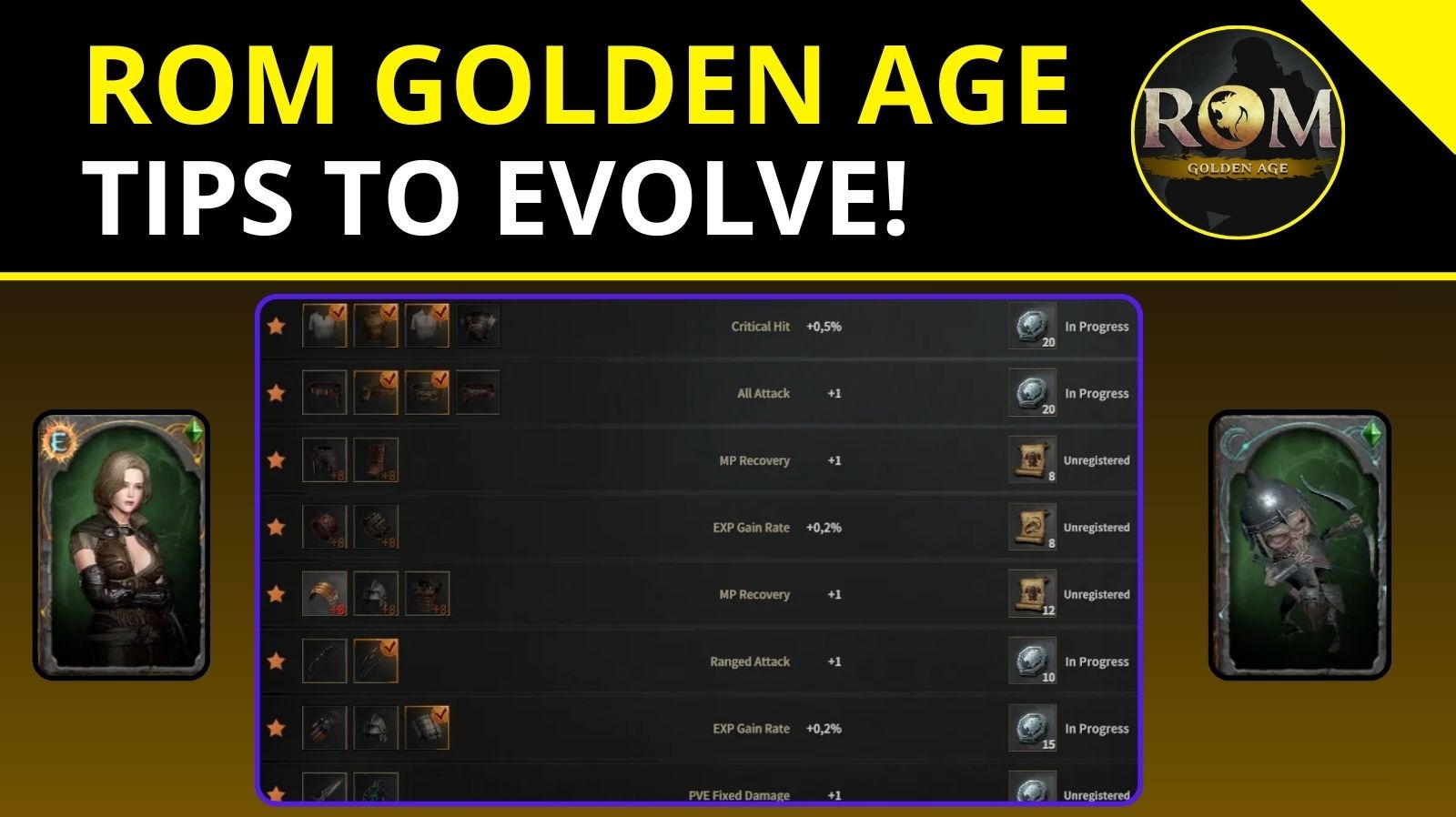 ROM Golden Age ⚔️| Tips to Evolve your Character!