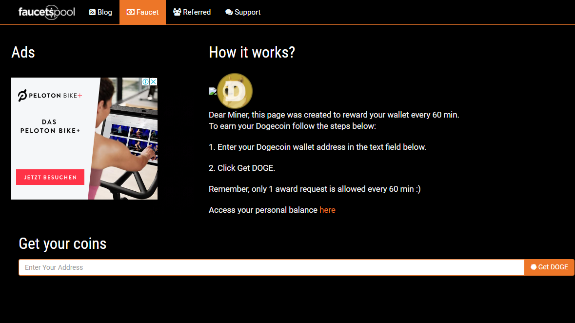 DOGE faucet review: doge.faucetspool