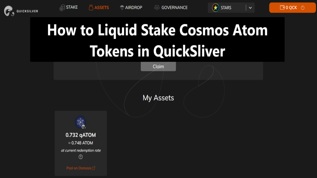 How to Liquid Stake Cosmos Atom Tokens in QuickSilver