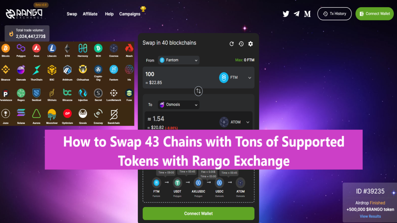 How to Swap 43 Chains with Tons of Supported Tokens with Rango Exchange