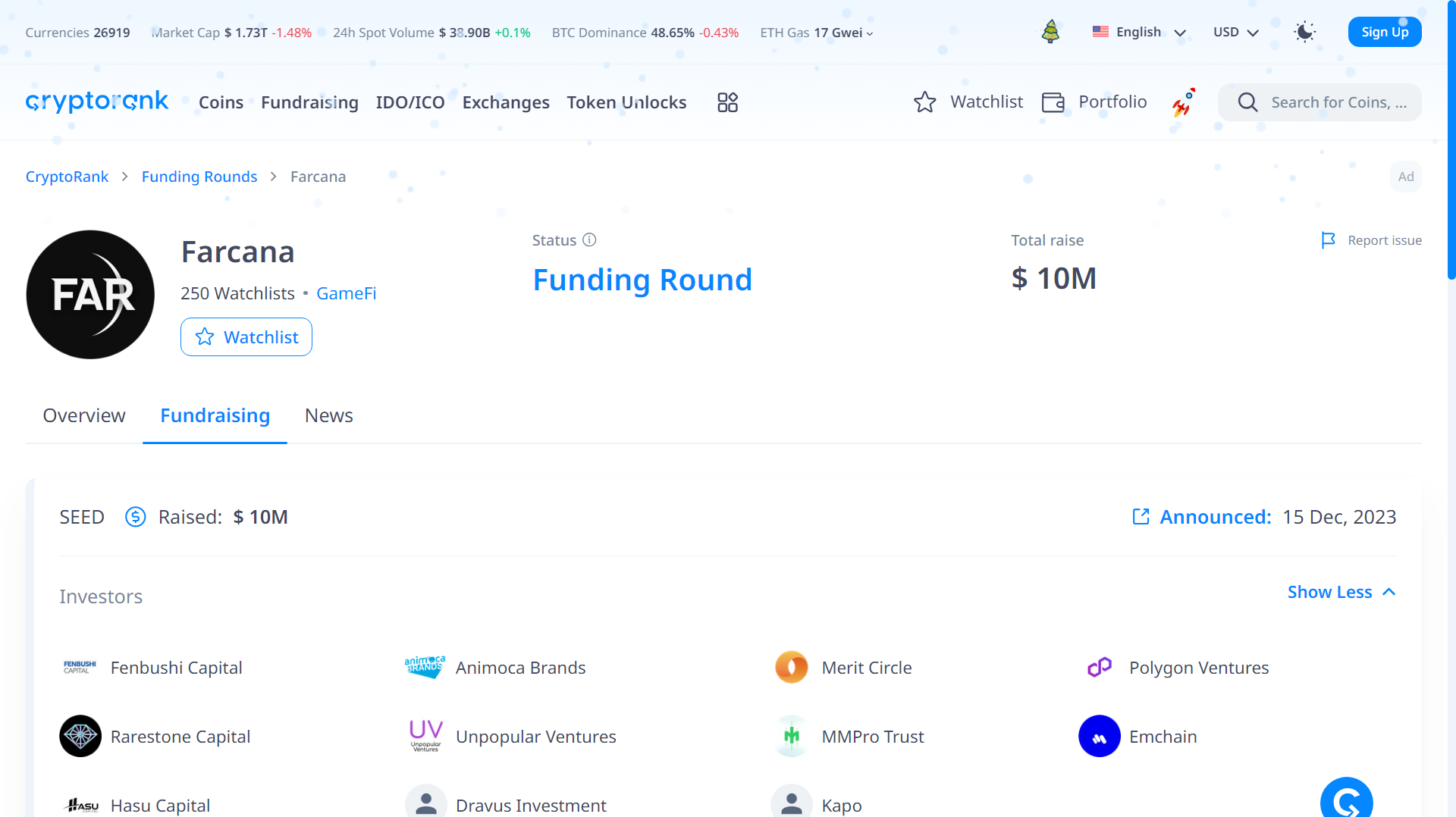 Farcana Airdrop backed by the best investors.