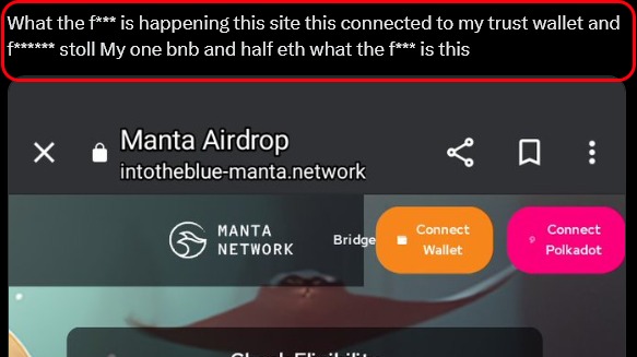 Beware of fake Manta airdrop scam sites!