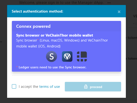 VeChain VET, using Ledger with both Sync desktop app and VeChainThor mobile