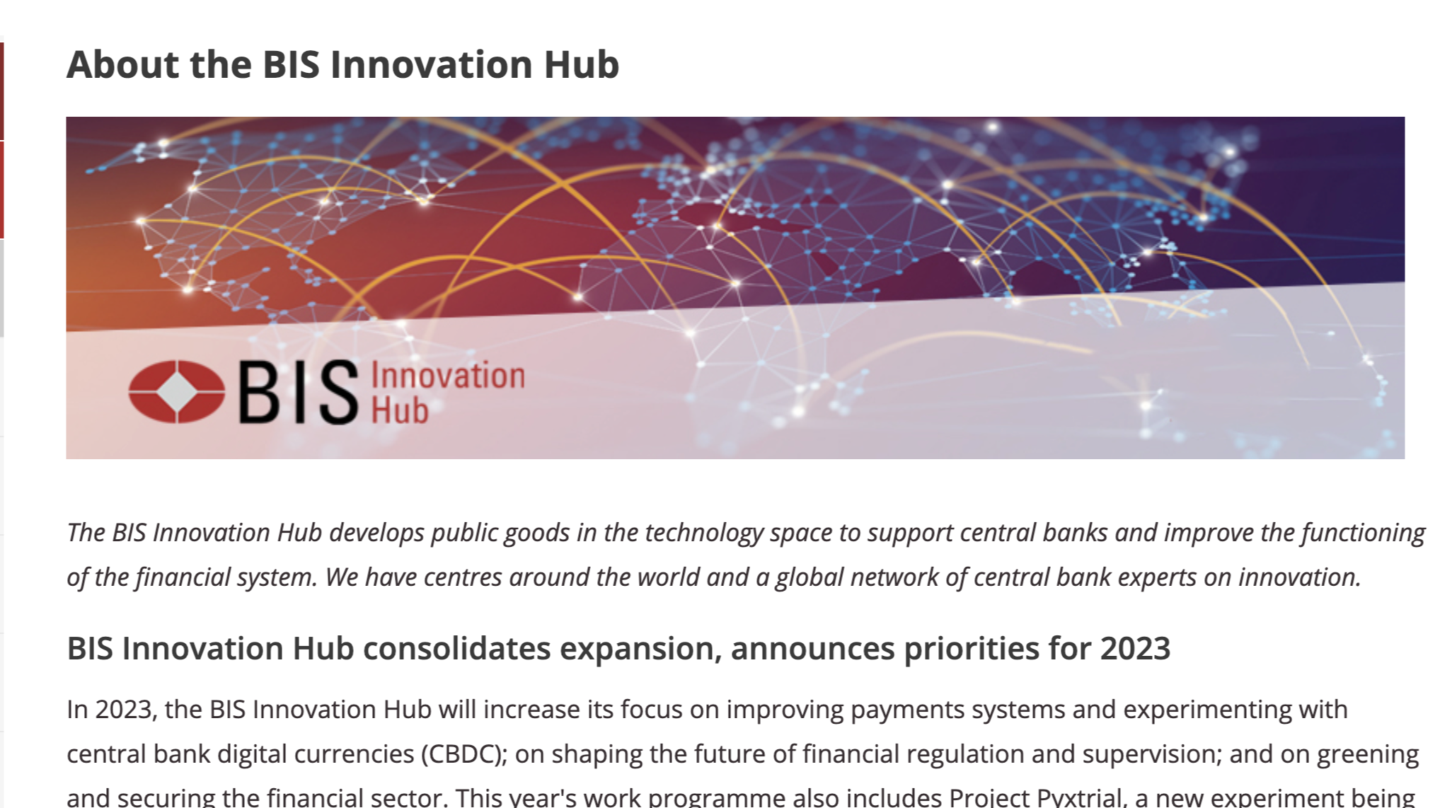 Central-banking "experiments" in 2023 - BiS and Project Pyxtrial